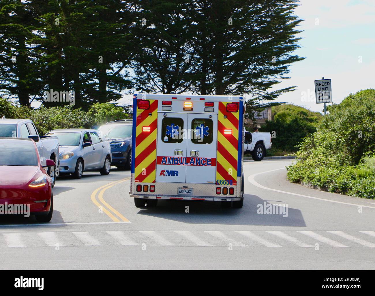 An American Medical Response (AMR) on an emergency call near the Golden ...