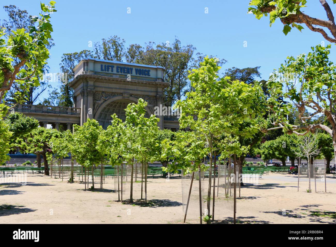 Spreckels Temple of Music bandstand with the message Lift Every Voice ...