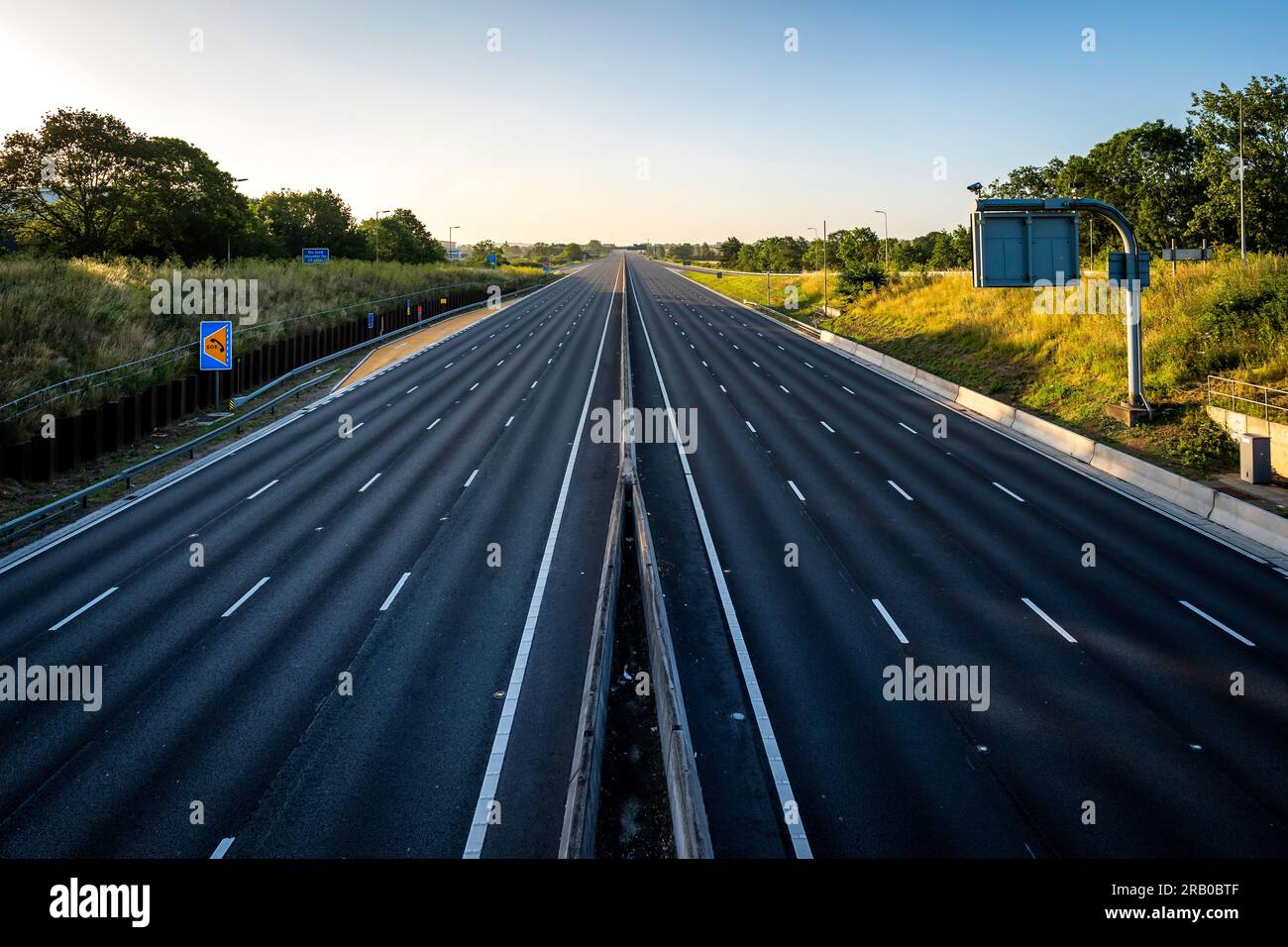 empty sunrise motorway in england uk Stock Photo - Alamy