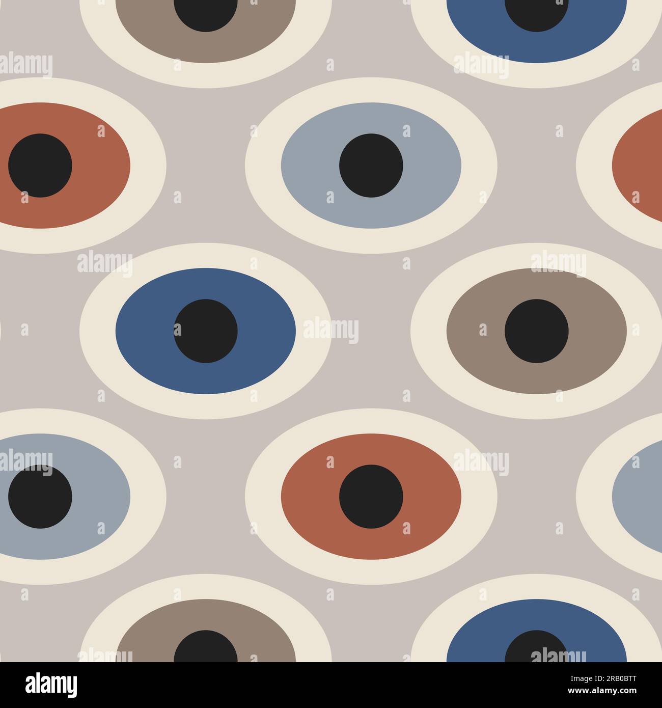 Mid-century modern seamless pattern, simple minimal geometric oval ...