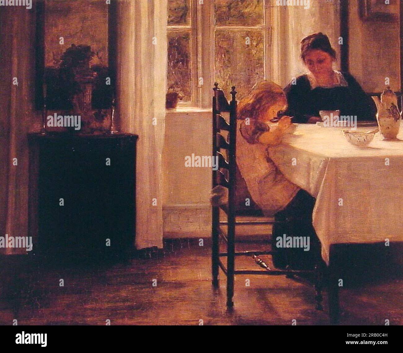 Breakfast Time 1900 by Carl Holsøe Stock Photo - Alamy