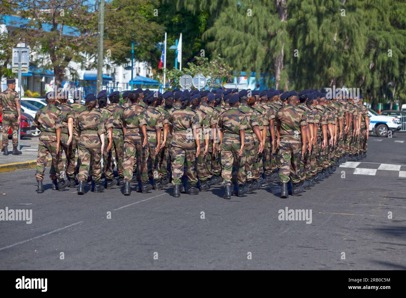 Saint-Paul, La Réunion - June 28 2017: Battalion of French soldiers of ...