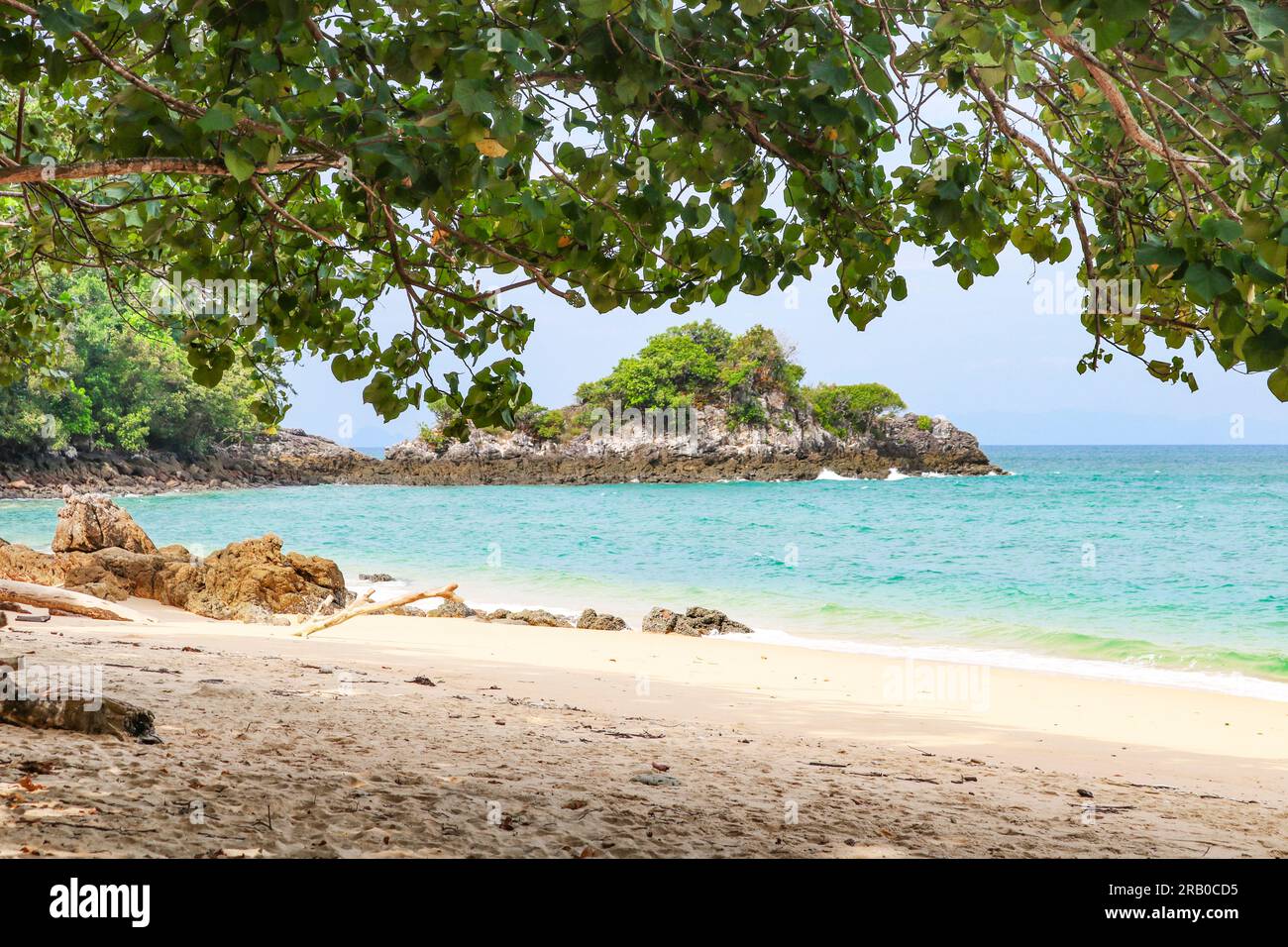 Beautiful sandy beach in uninhabited island. Perfect landscape ...