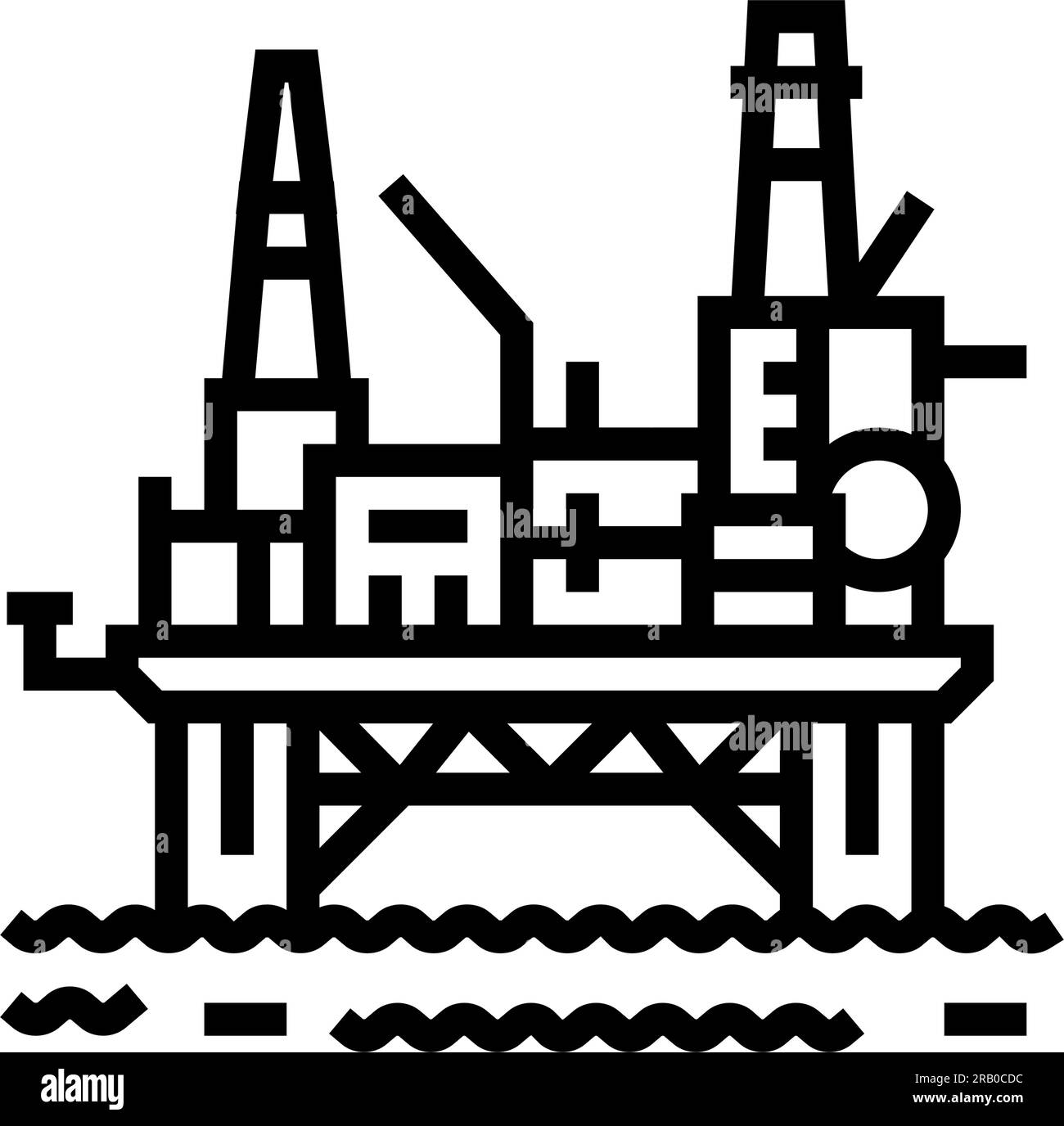 oil rig platform petroleum engineer line icon vector illustration Stock ...
