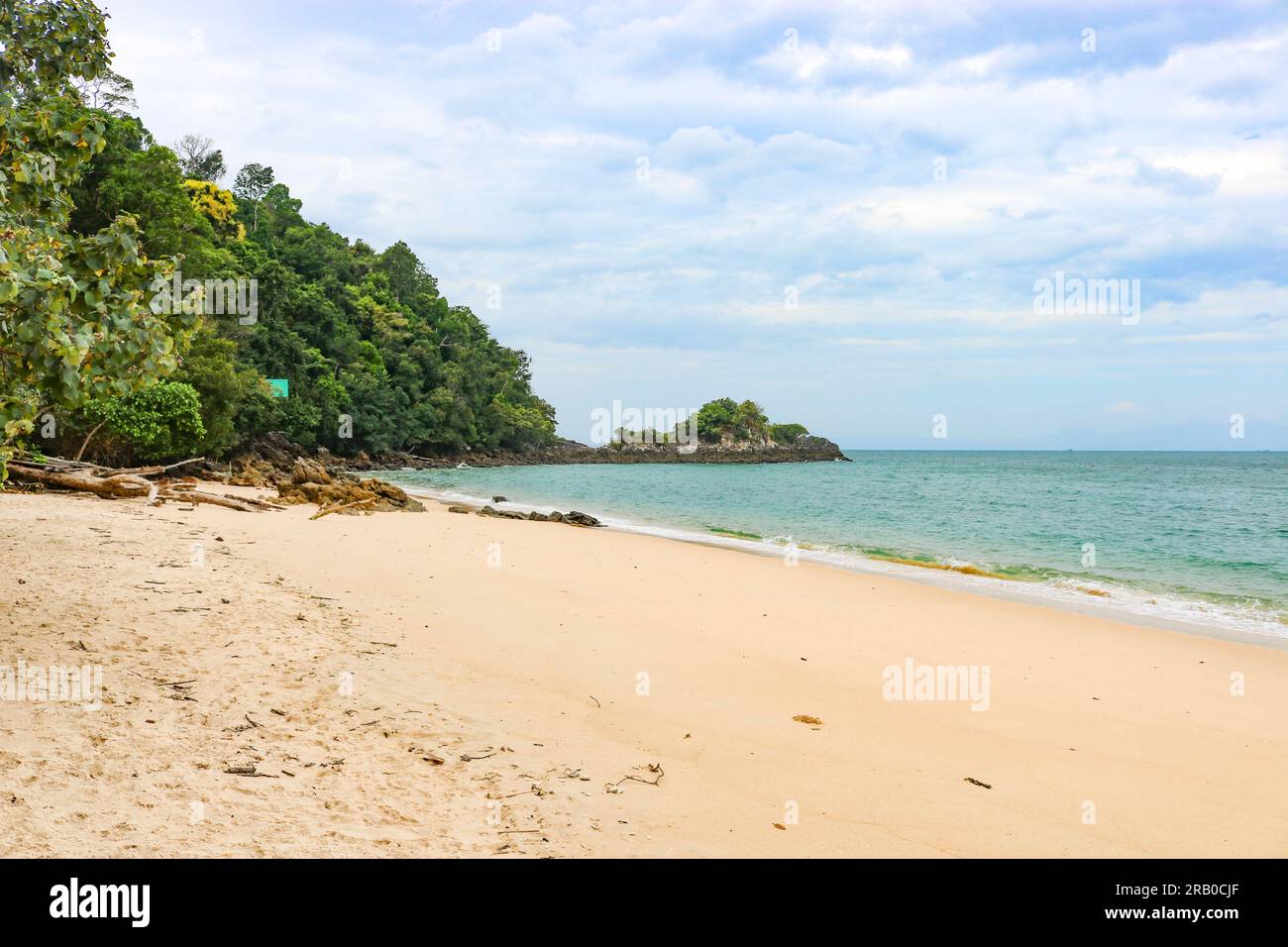 Beautiful sandy beach in uninhabited island. Perfect landscape ...