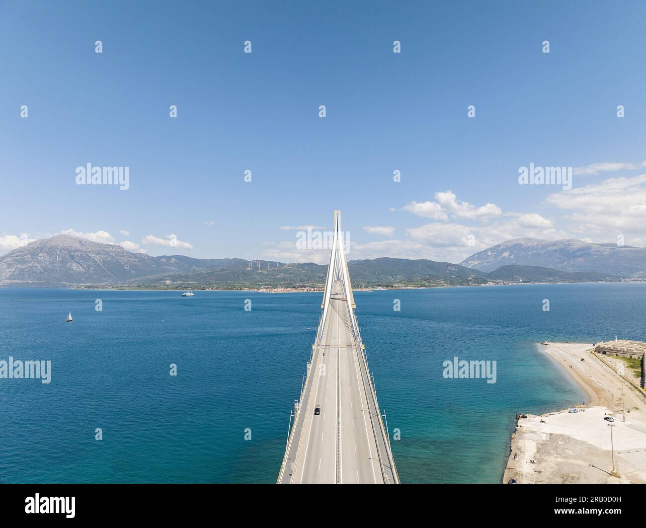 Aerial view of Charilaos Trikoupis Bridge Rio-Antirio in Greece Stock ...