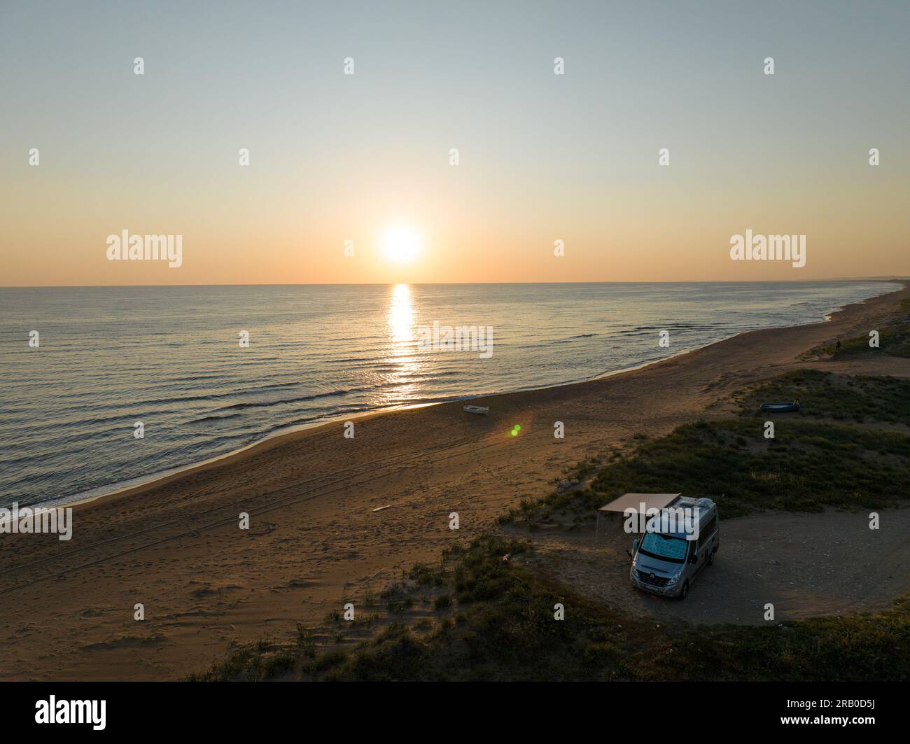 Aerial view of Paralia Kakovatos beach on the Peloponnese peninsula in ...