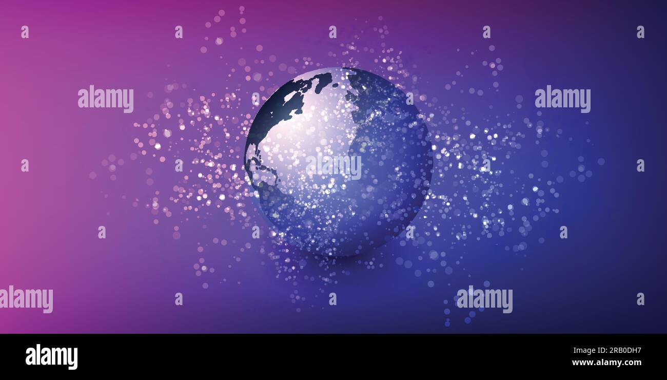 Earth Globe Design on Dark Sparkling Background Stock Vector Image ...