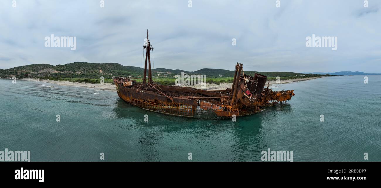 Shipwreck Dimitrios at Valtaki Beach, Peloponnese, Greece (Gythio Stock ...