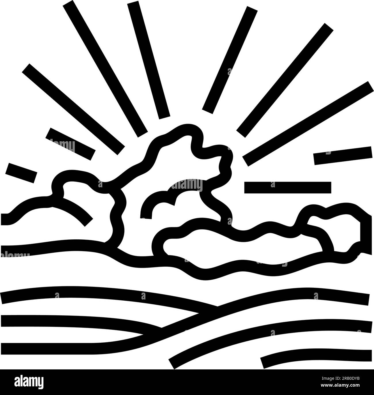 sun rays summer sunlight line icon vector illustration Stock Vector ...