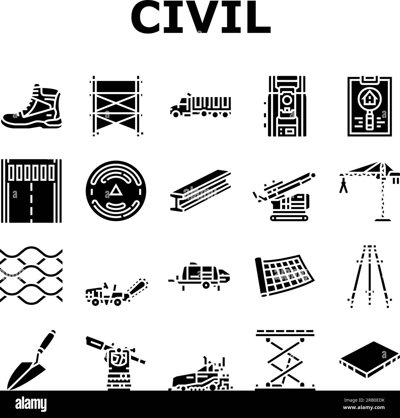 civil engineer industry building icons set vector Stock Vector Image ...