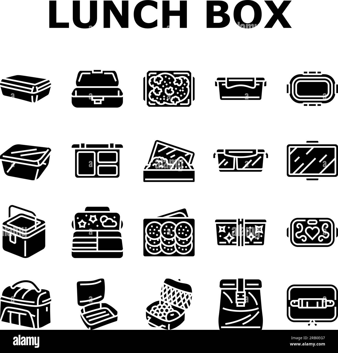 Lunch Box Food School Meal Icons Set Vector Stock Vector Image Art