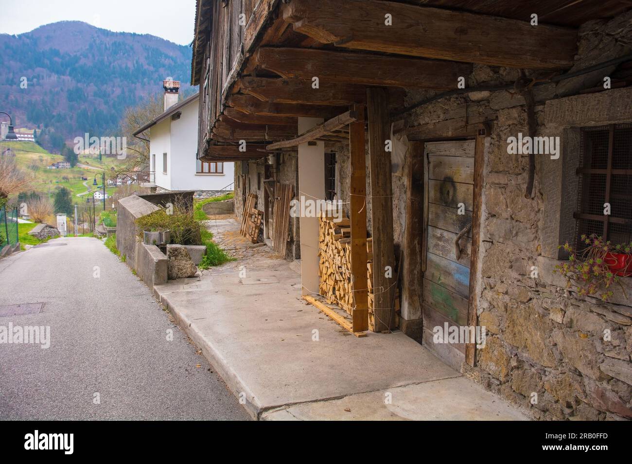 An old and now disused residential and farming building in village of ...