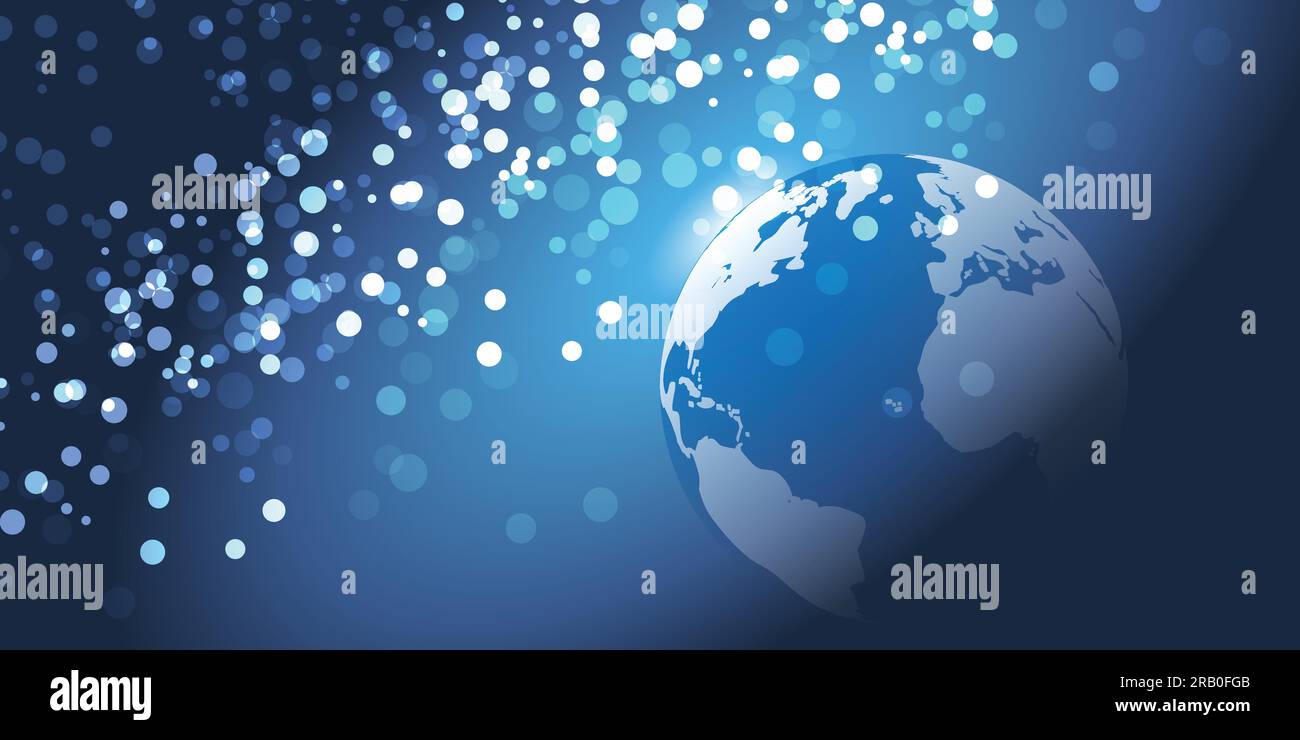 Earth Globe Design on Dark Blue Sparkling Background Stock Vector Image ...