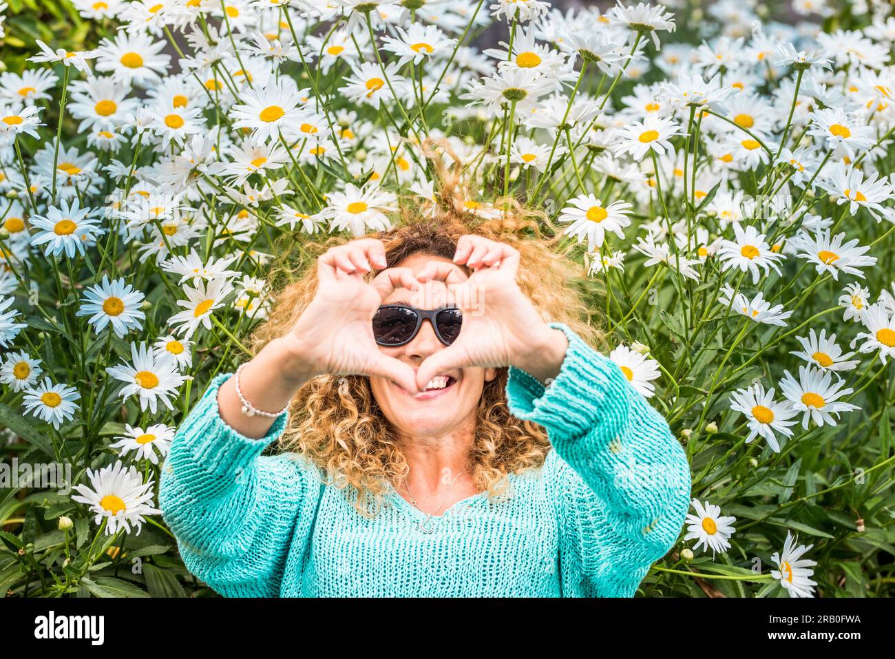 Happy woman in love with nature. Healthy lifestyle people. Enjoying ...