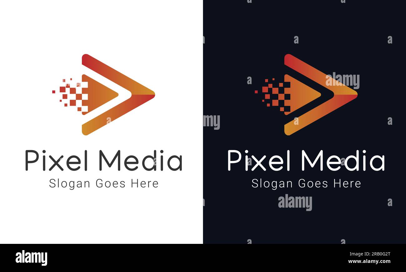 Pixel Play Button Logo Design Play Logo Type Stock Vector Image & Art ...