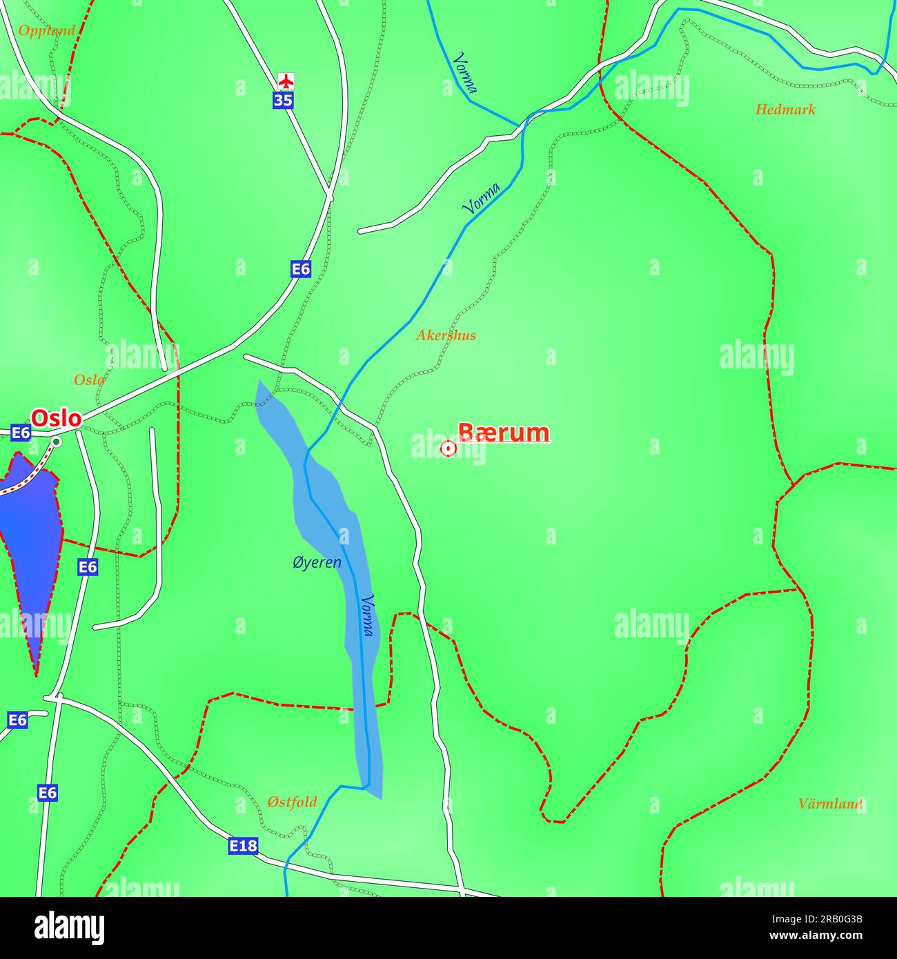 Map of Bærum City in Norway Stock Photo - Alamy