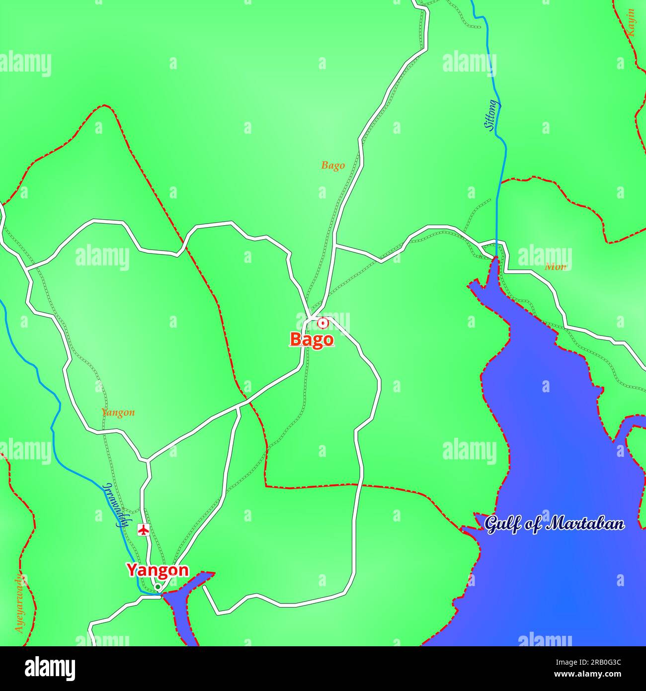 Map of Bago City in Myanmar Stock Photo - Alamy