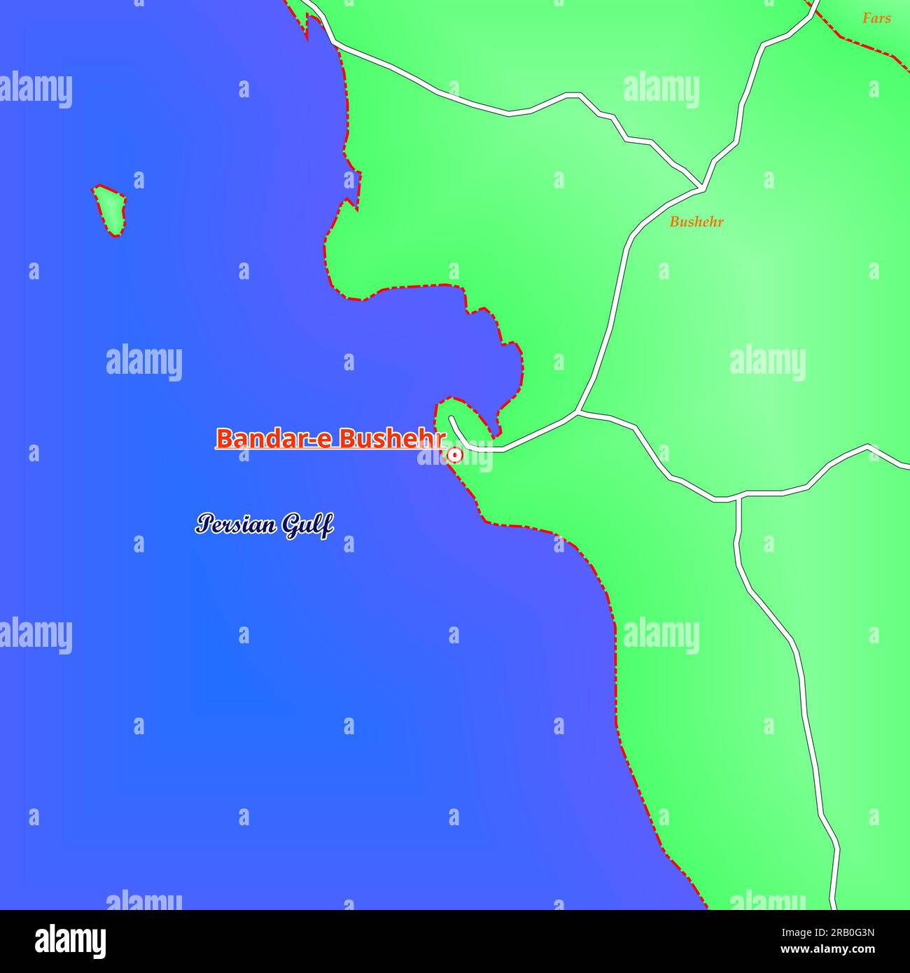 Map of Bandar-e Bushehr City in Iran Stock Photo - Alamy