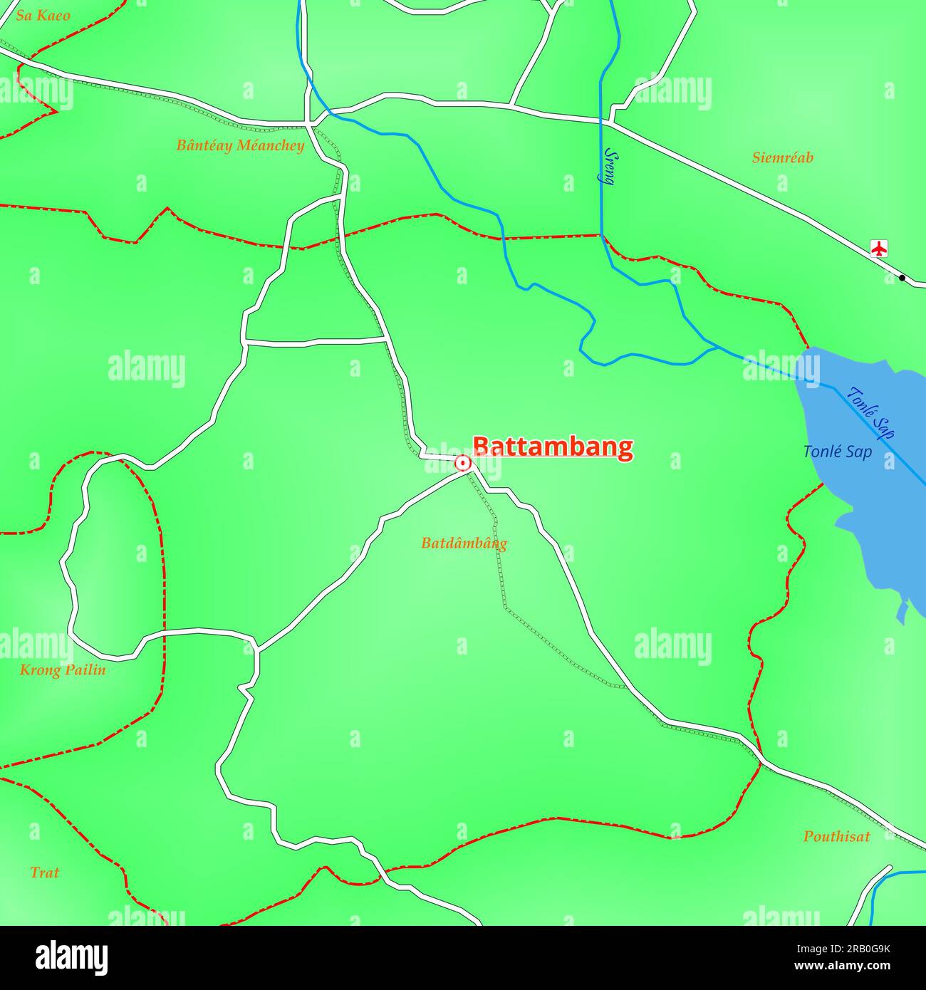 Map of Battambang City in Cambodia Stock Photo - Alamy