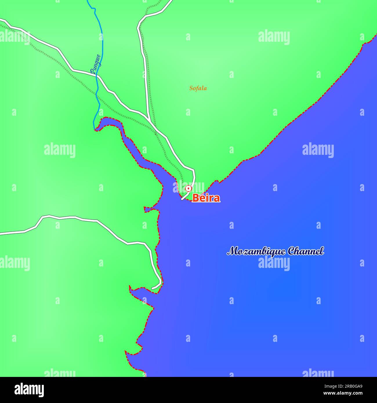 Map of Beira City in Mozambique Stock Photo - Alamy
