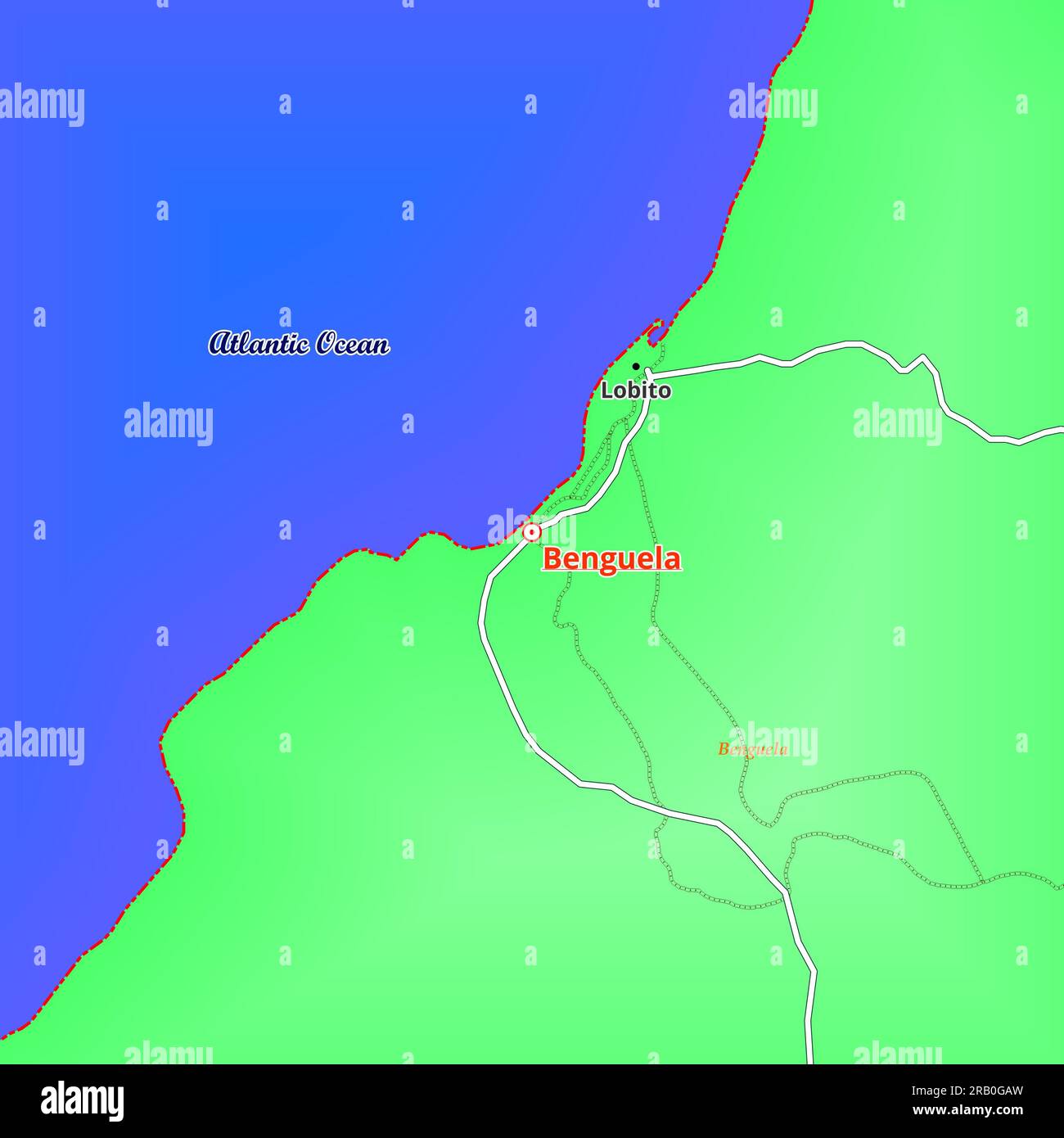 Map of Benguela City in Angola Stock Photo - Alamy