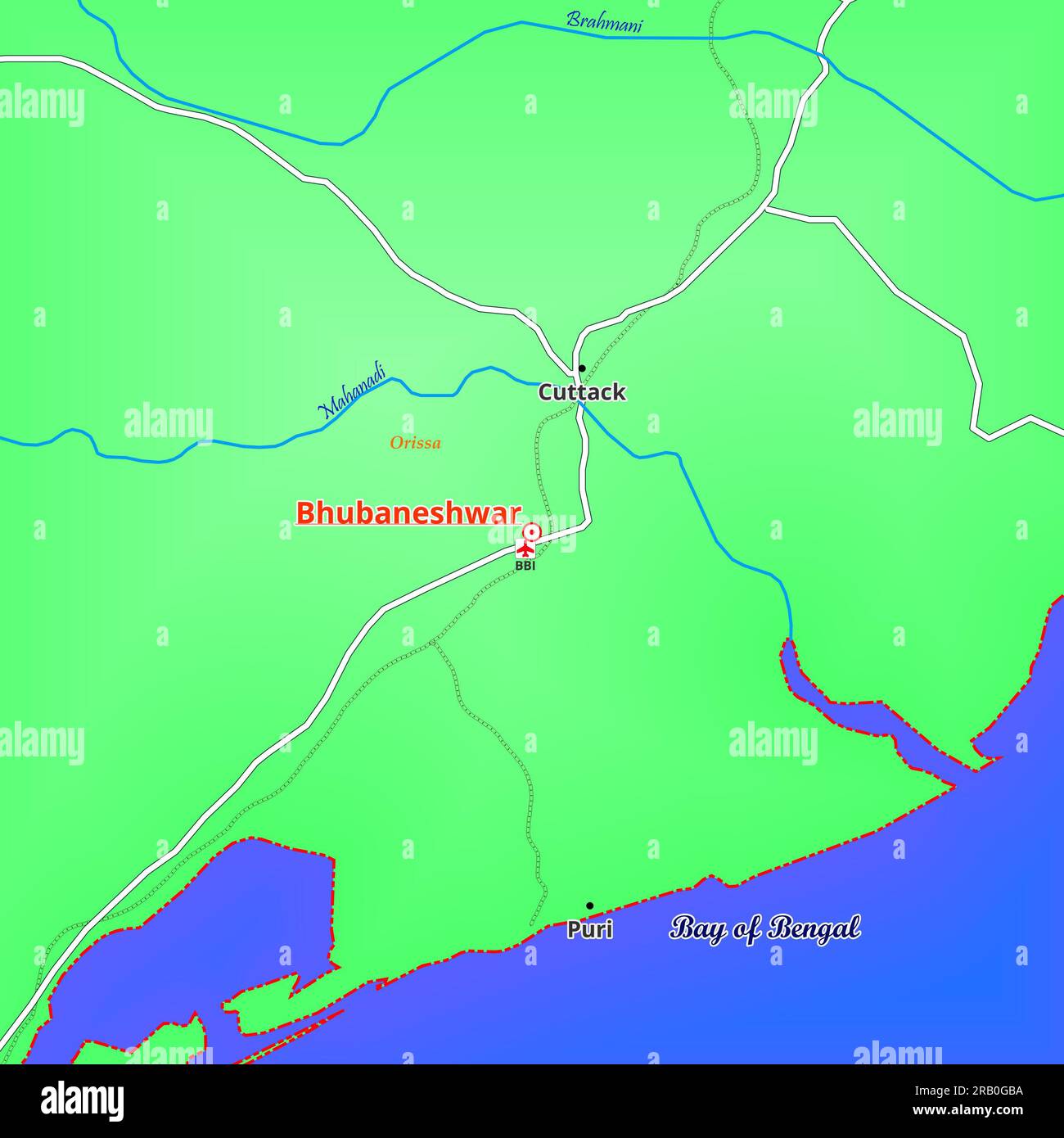 Map of Bhubaneshwar City in India Stock Photo - Alamy