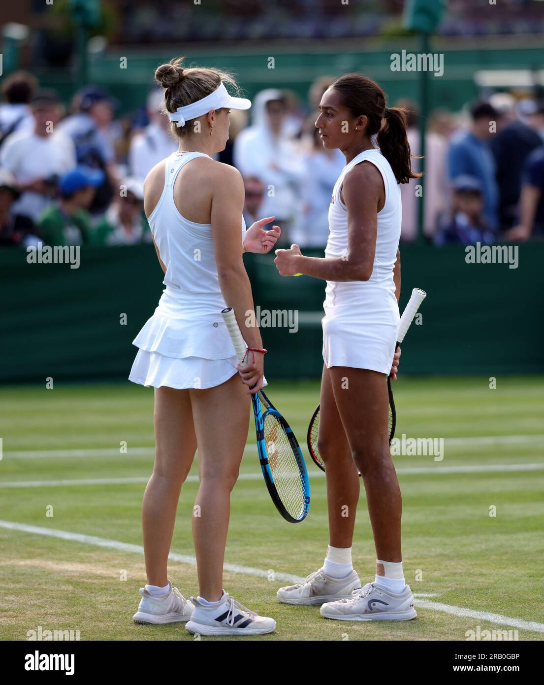 Maia Lumsden and Naiktha Bains during their Ladies Doubles match on day ...