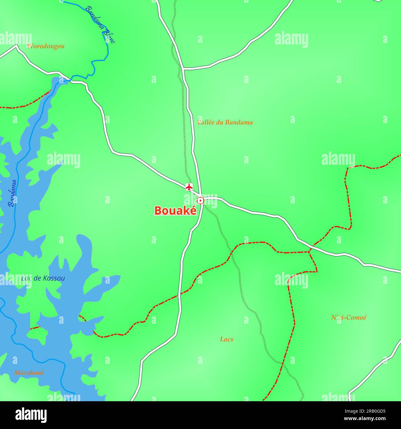 Map of Bouaké City in Ivory Coast Stock Photo - Alamy