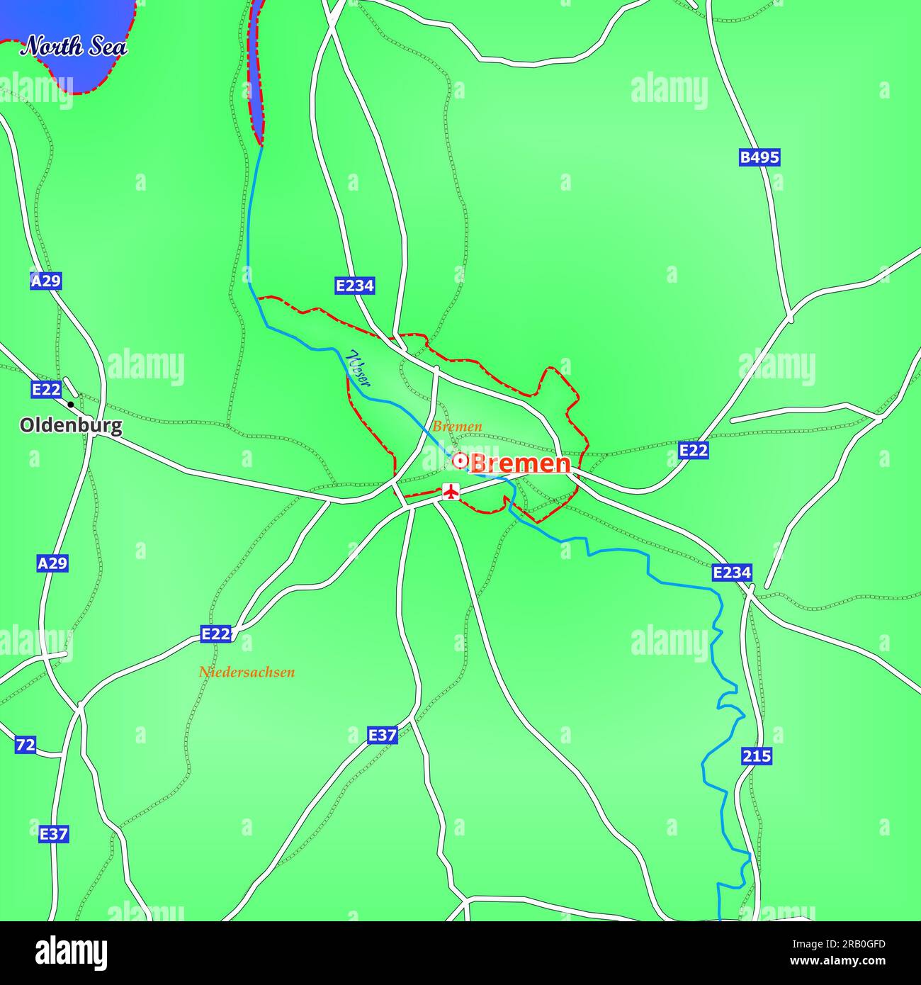 Map of Bremen City in Germany Stock Photo - Alamy