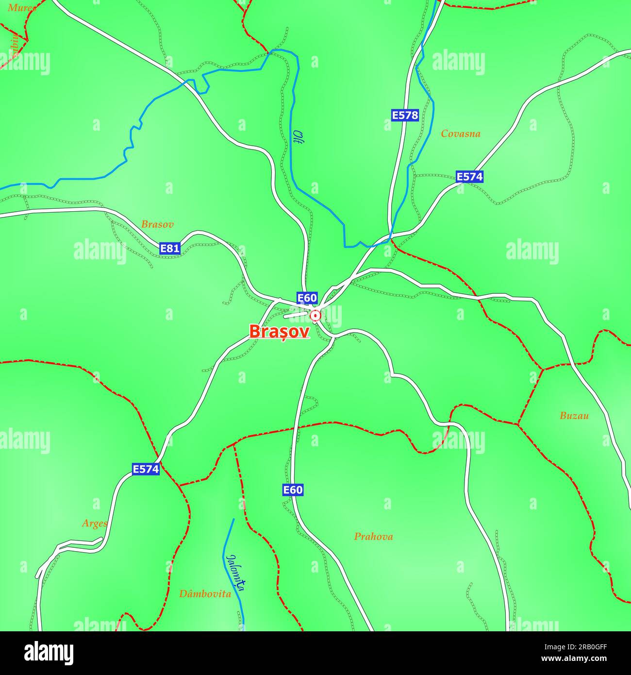 Map of Brașov City in Romania Stock Photo - Alamy