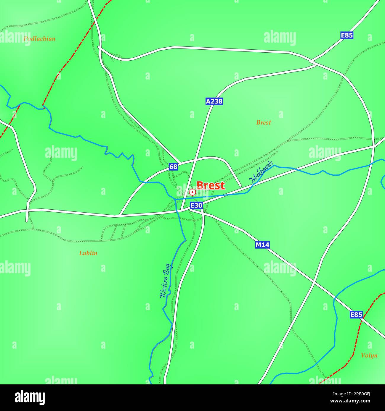 Map of Brest City in Belarus Stock Photo - Alamy
