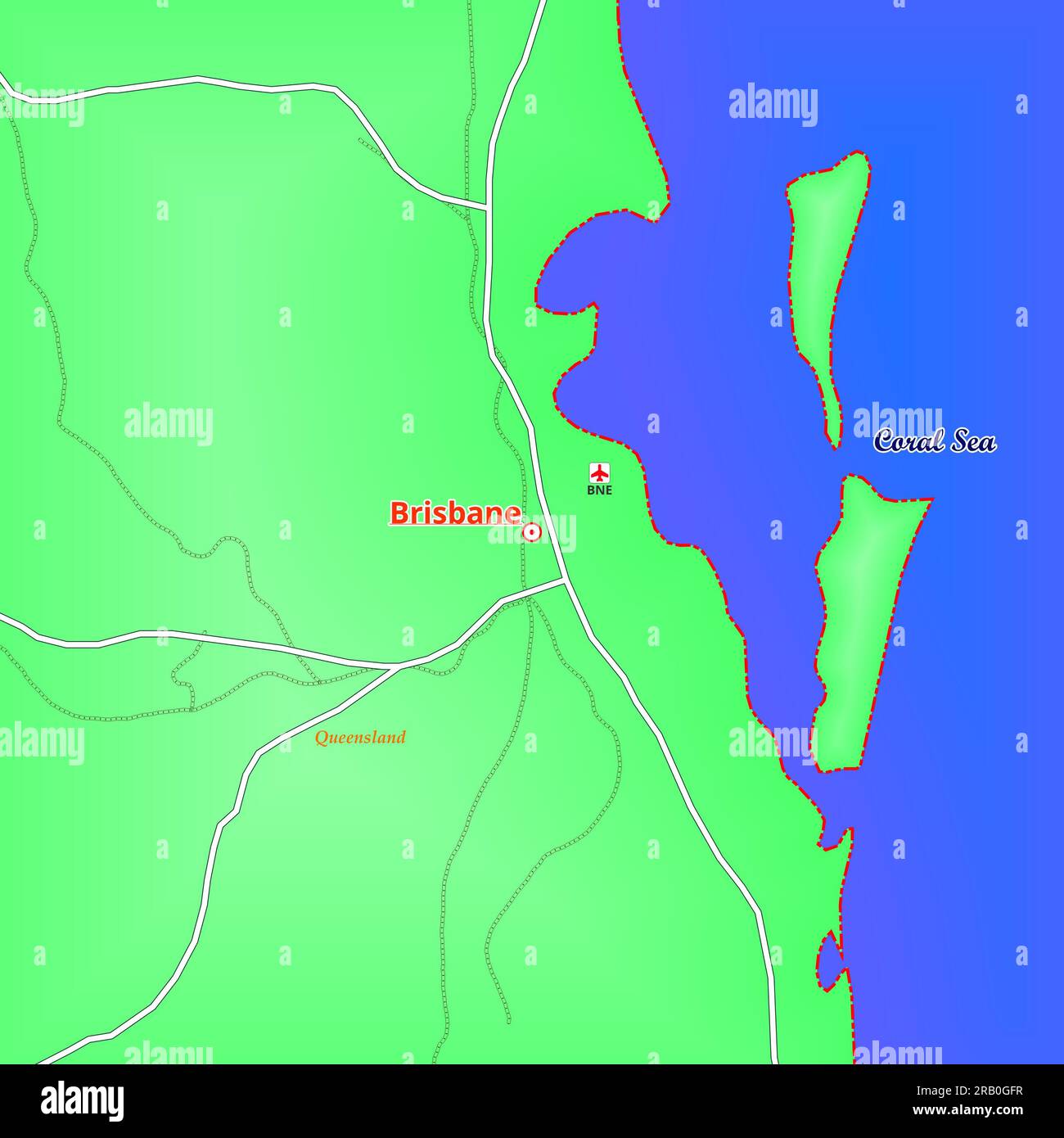 Map of Brisbane City in Australia Stock Photo - Alamy