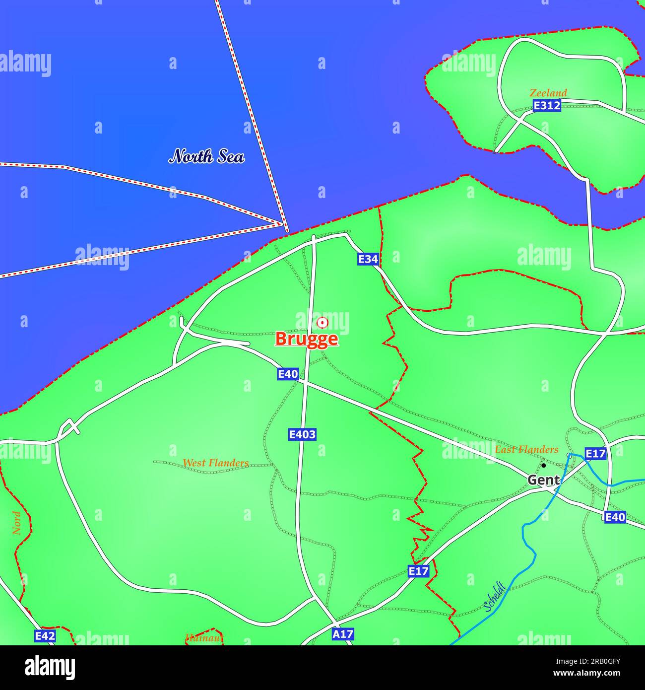 Map of Brugge City in Belgium Stock Photo - Alamy