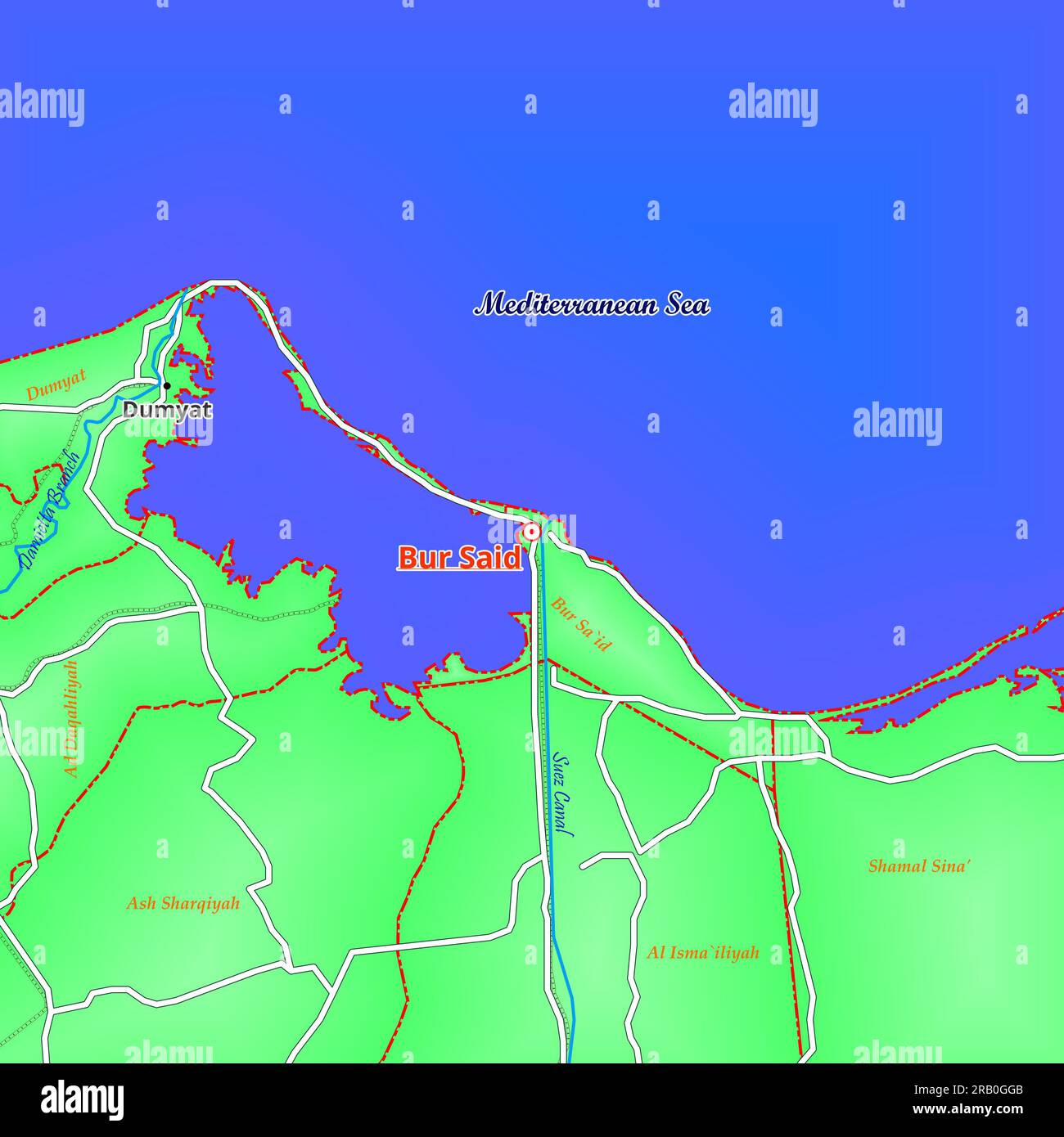 Map of Bur Said City in Egypt Stock Photo - Alamy