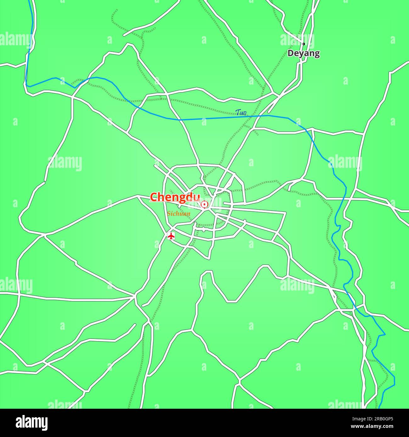 Map of Chengdu City in China Stock Photo - Alamy