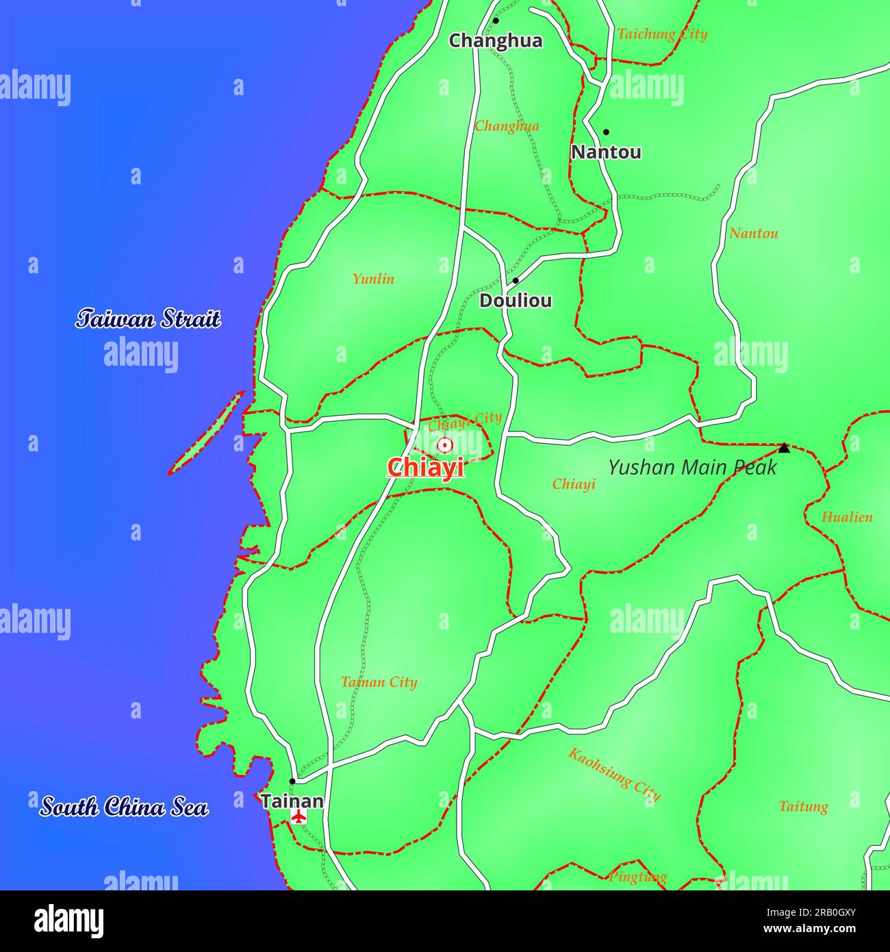 Map of Chiayi City in Taiwan Stock Photo - Alamy