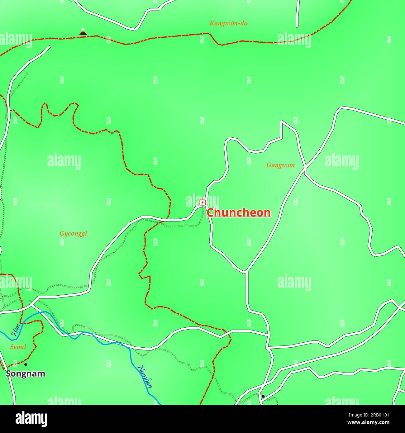 Map of Chuncheon City in South Korea Stock Photo - Alamy