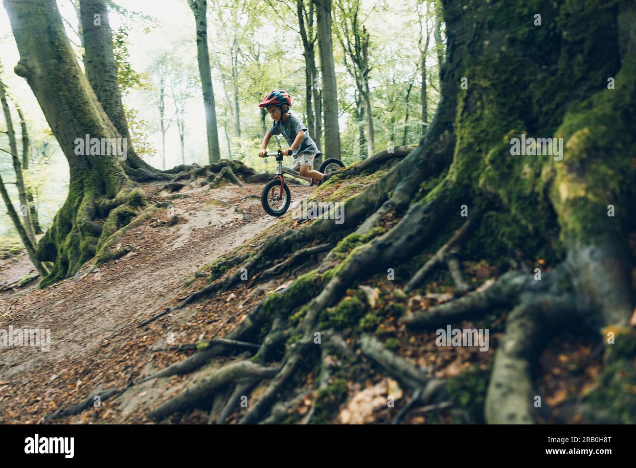 Little boy with running wheel Stock Photo - Alamy