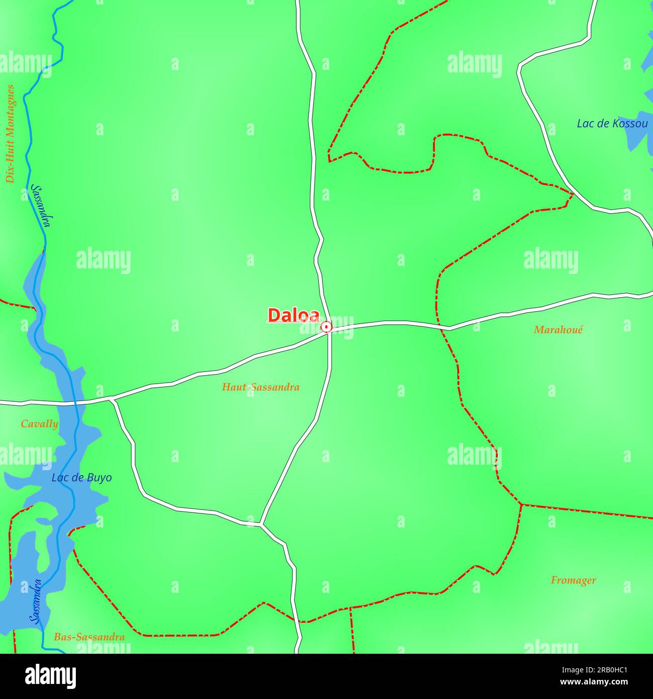 Map of Daloa City in Ivory Coast Stock Photo - Alamy