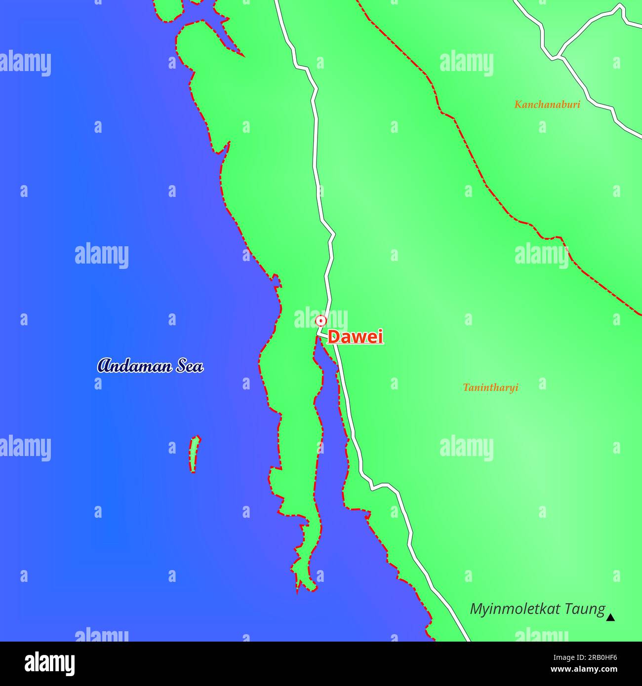Map of Dawei City in Myanmar Stock Photo - Alamy