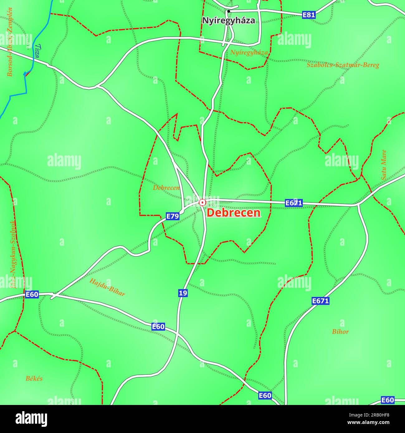 Debrecen map hi-res stock photography and images - Alamy