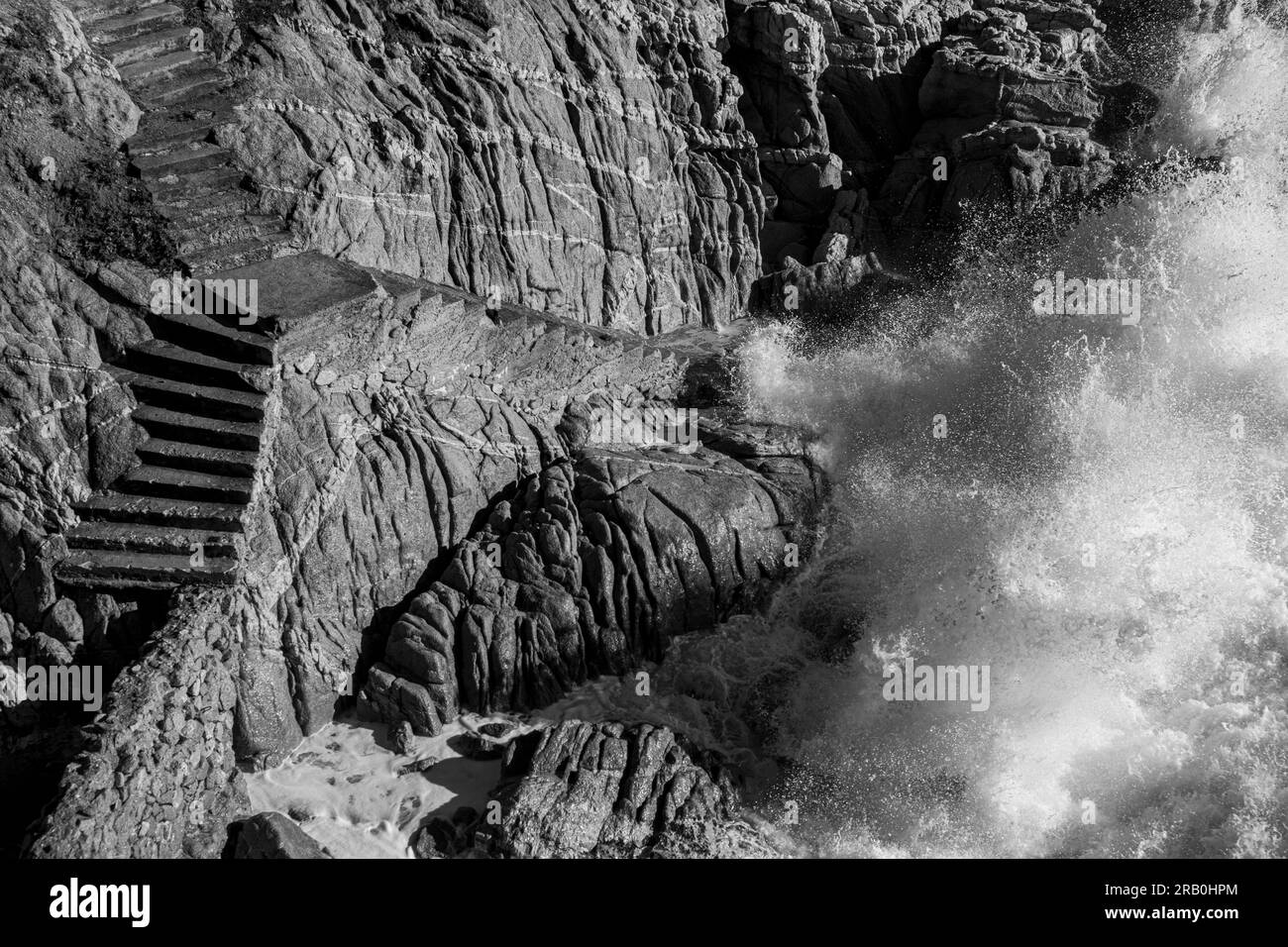 Landscape ocean rocky cliff Black and White Stock Photos & Images - Alamy