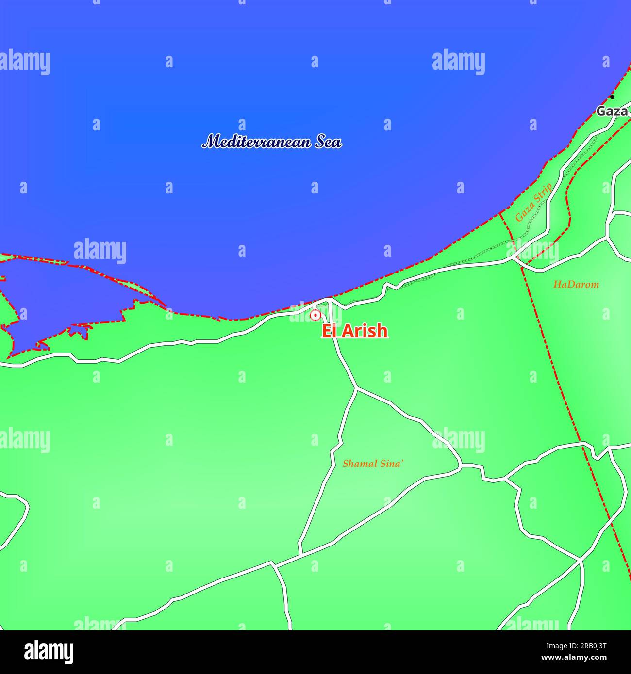 Map of El Arish City in Egypt Stock Photo - Alamy