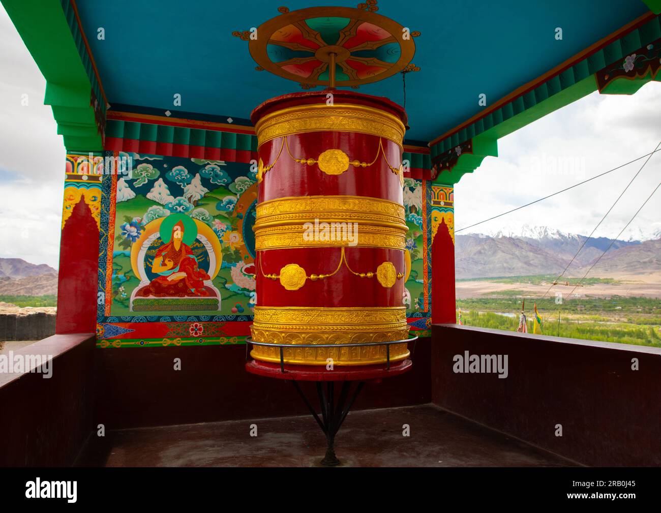 Prayer wheel in Thiksey monastery, Ladakh, Thiksey, India Stock Photo ...