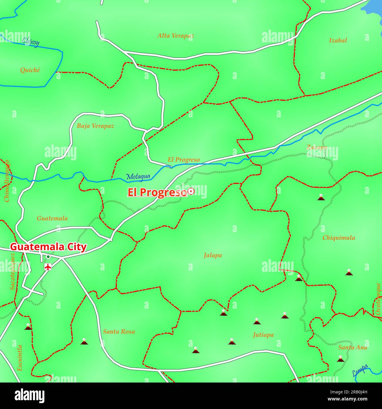 Map of El Progreso City in Guatemala Stock Photo - Alamy