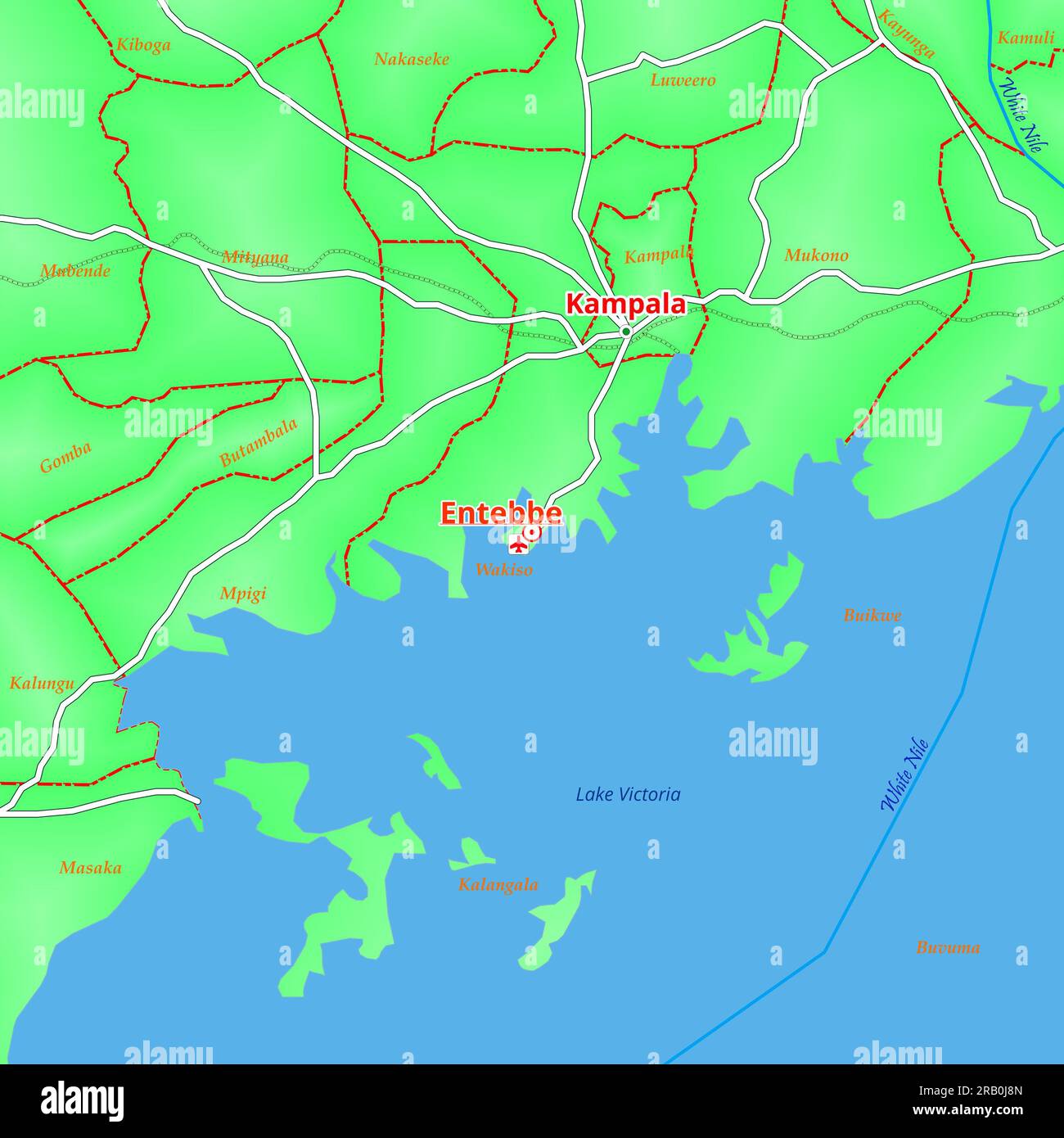 Map of Entebbe City in Uganda Stock Photo - Alamy