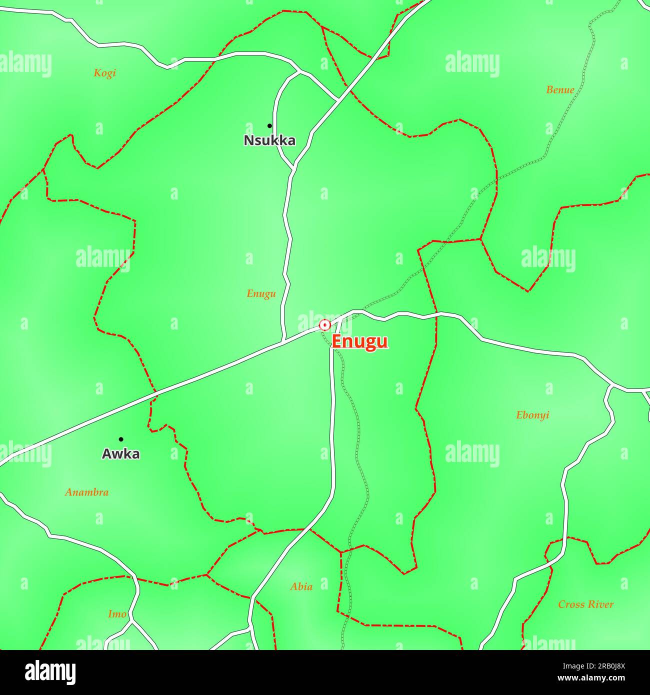 Map of Enugu City in Nigeria Stock Photo - Alamy