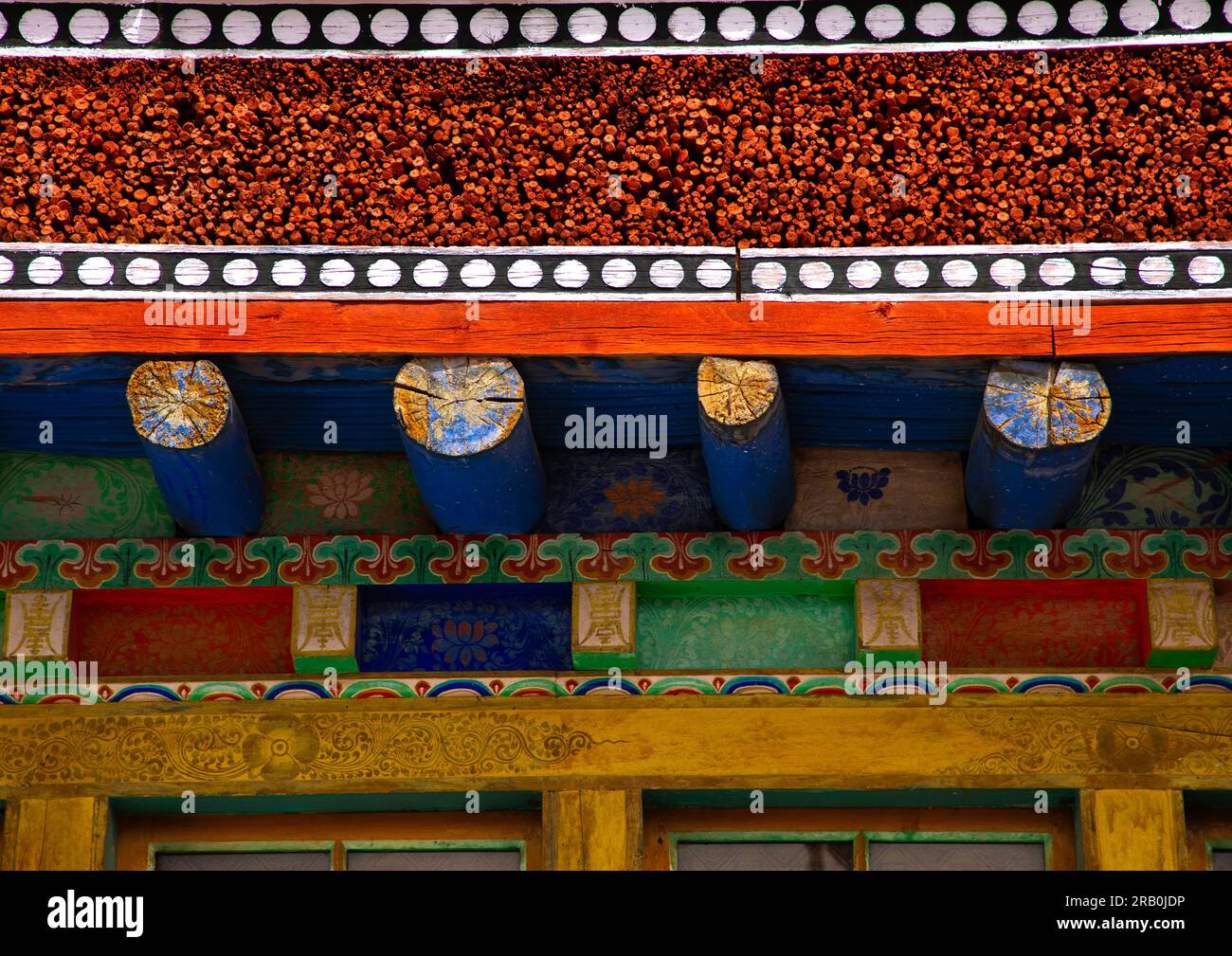 Hemis monastery roof detail, Ladakh, Hemis, India Stock Photo - Alamy