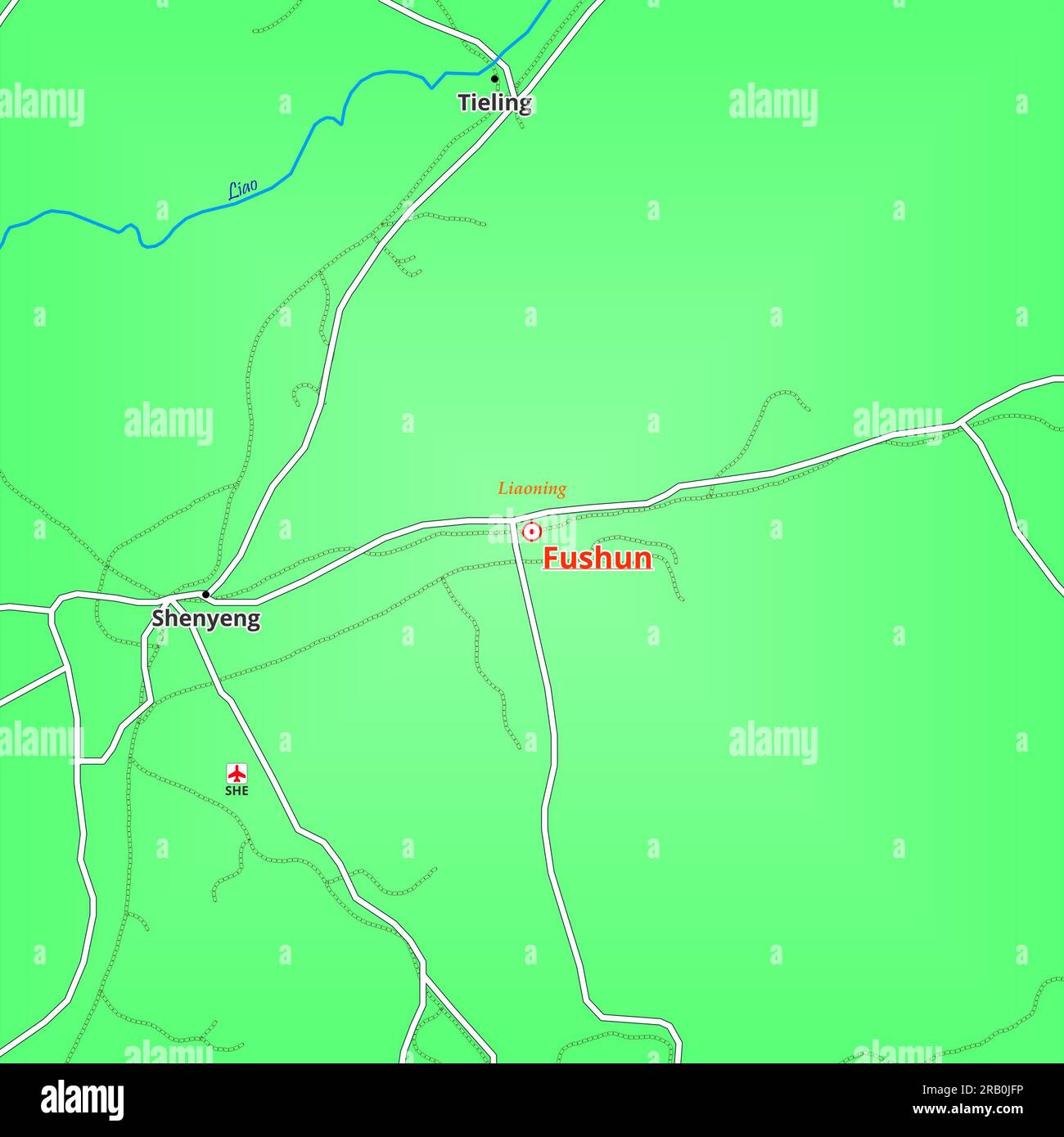 Ilustration map of Fushun City in China Stock Photo - Alamy